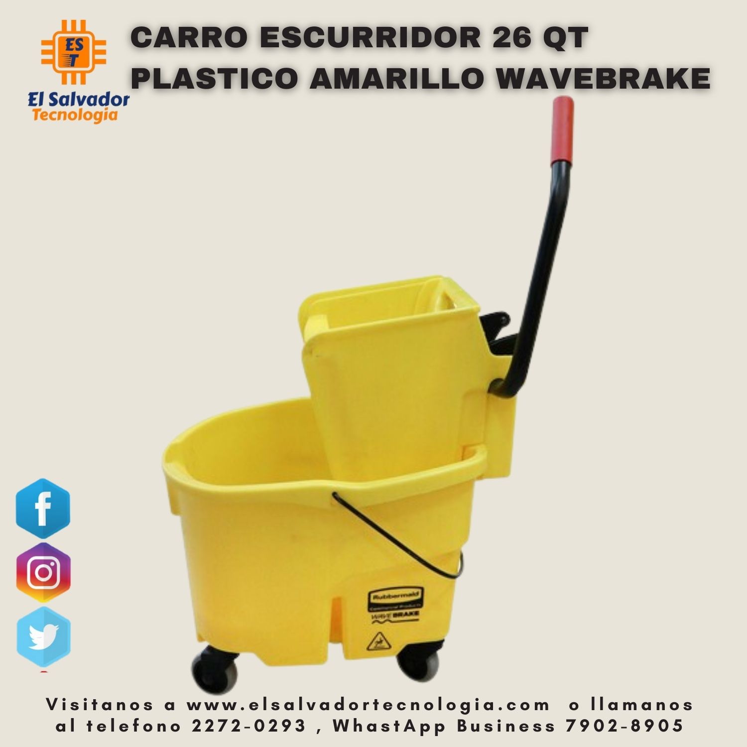 CARRO ESCURRIDOR 26 QT PLASTICO AMARILLO WAVEBRAKE