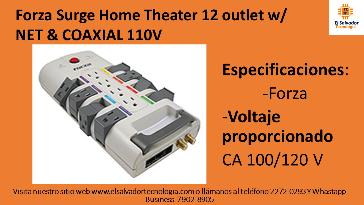 RHT-12NC- Forza Surge Home Theater 12 outlet w/ NET & COAXIAL 110V